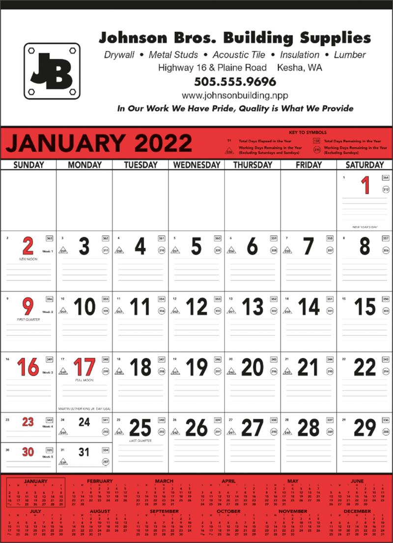 13-Sheet Contractor Memo Wall Calendar - C6100-C6108