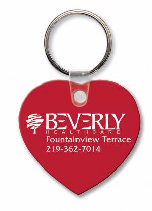 Heart-shaped custom imprinted rubber keytag